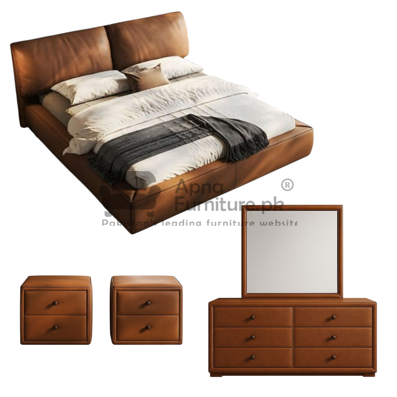 Lilly Bedroom Furniture Set with Foam Padding and Leatherette Upholste ...