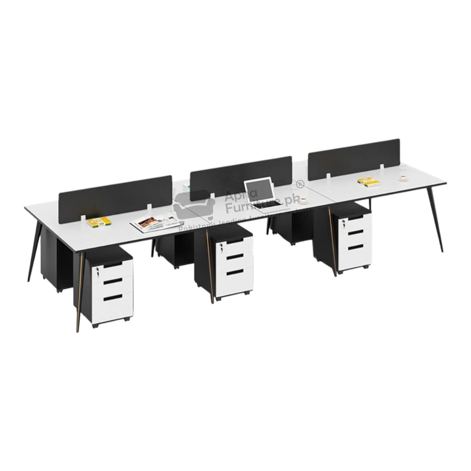Mig 6 Office Table Workstation (6 persons - 12 x 4 ft) – Apnafurniture ...