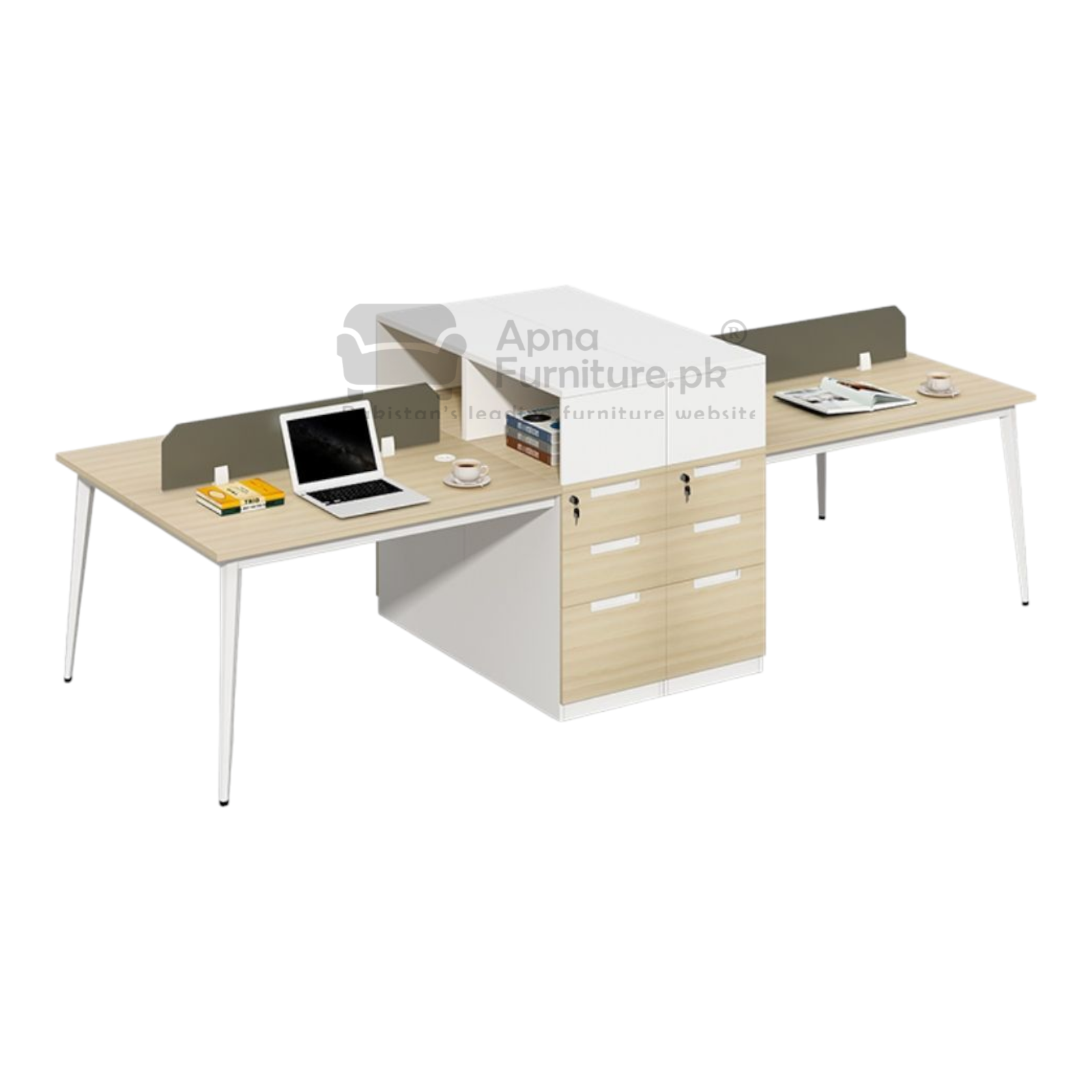 Nate Office Table Workstation with Storage Drawers (4 Persons - 11 ft ...