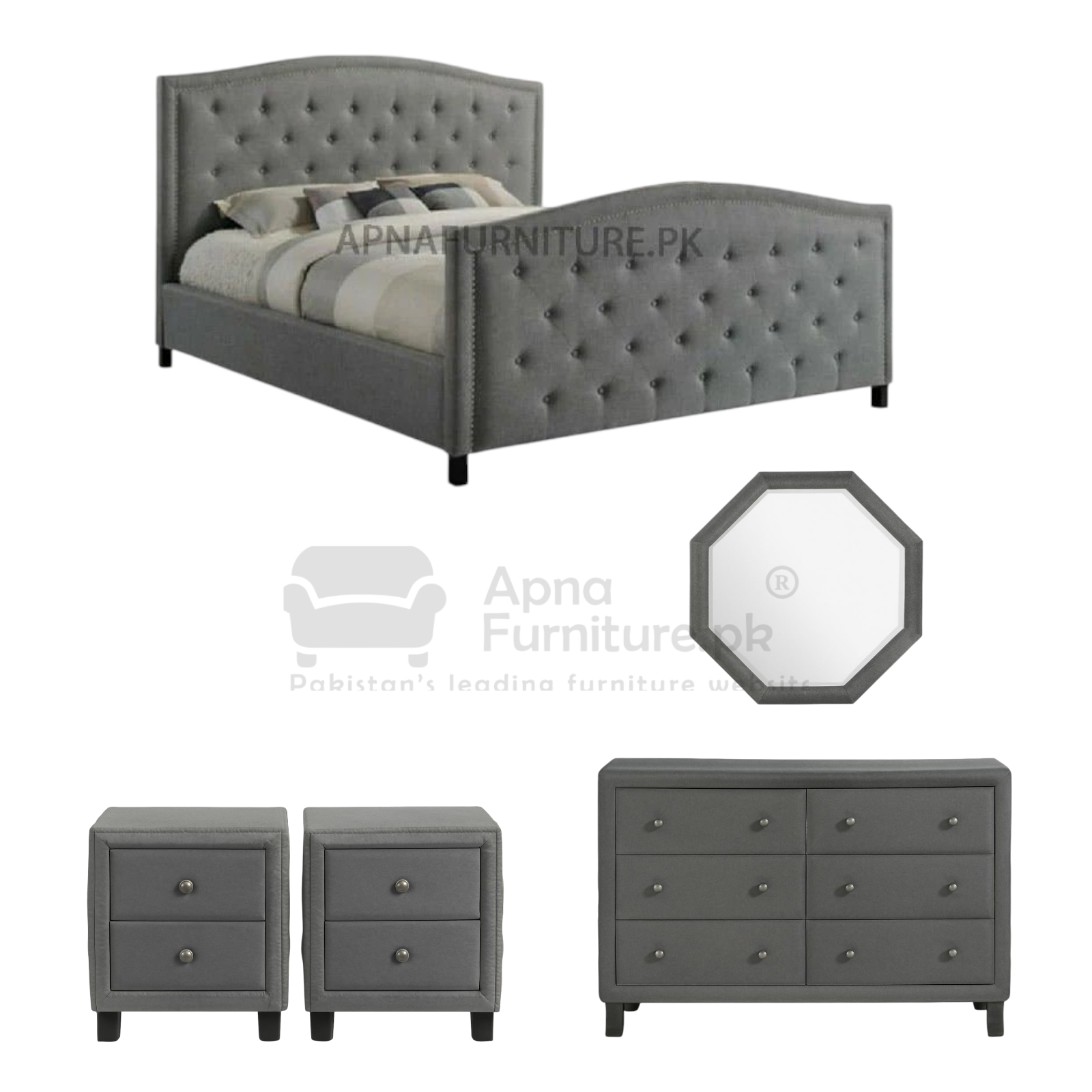 Berta Double Bed Set 5 Piece – Apnafurniture.pk (Pakistan)