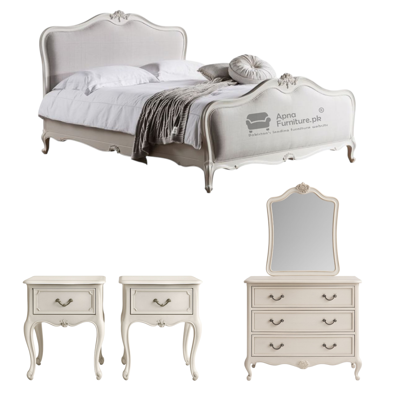 Zahra Wooden Double Bed Set (5 Piece) – Apnafurniture.pk (Pakistan)